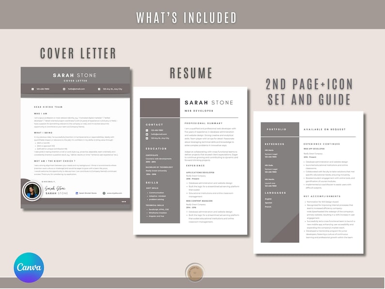 Modern Resume Template: Clean CV With Cover Letter (digital Download ...