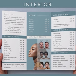 Editable Medspa Trifold Brochure Canva Template – Price List, Botox ...