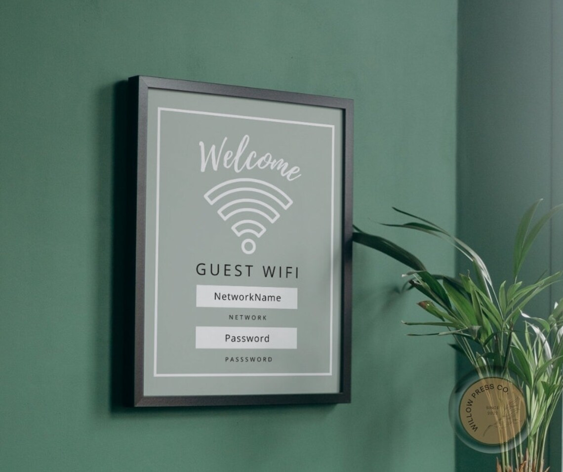 Wi-fi Sign, Air-bnb Wifi Sign Printable, Wifi Password Sign, EDITABLE ...