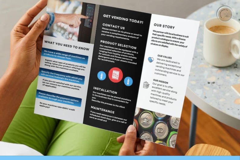 Vending Machine Business Trifold Brochure Template (canva Editable) - Etsy