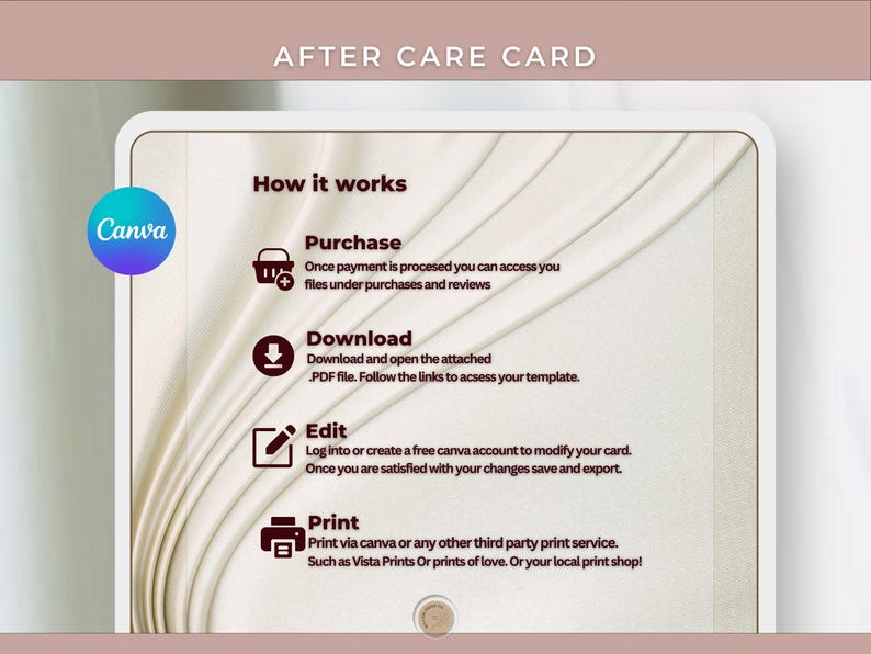Post Treatment Recovery Card Template, Editable Esthetician Aftercare ...