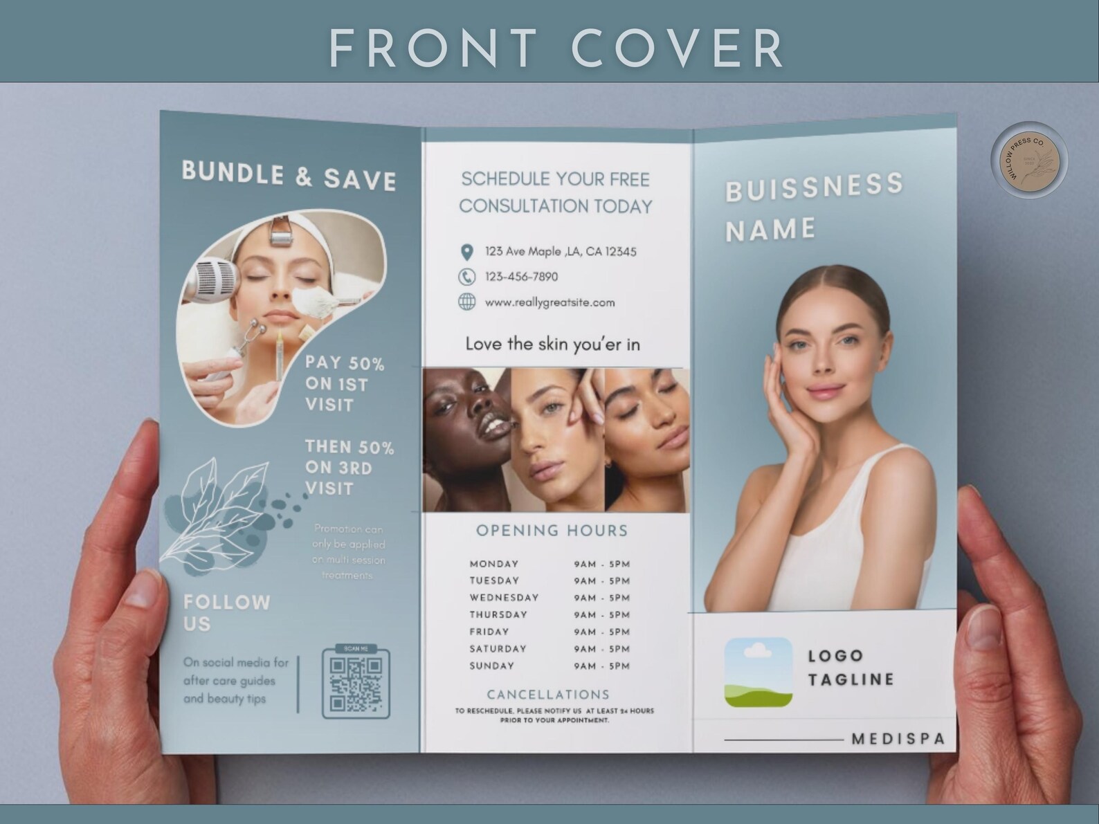 Editable Medspa Trifold Brochure Canva Template – Price List, Botox ...
