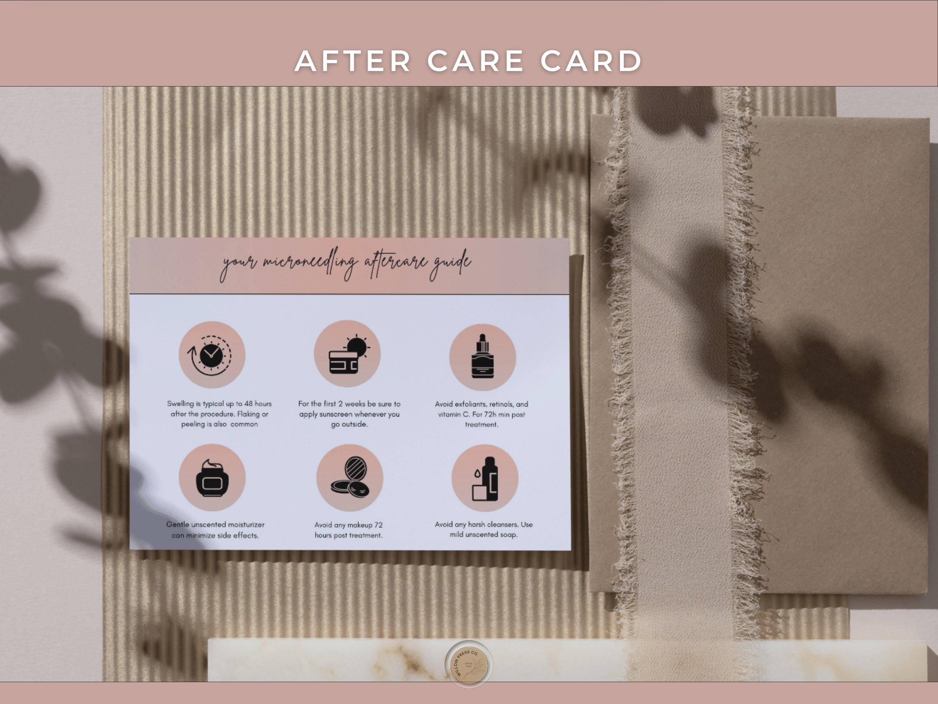 Post Treatment Recovery Card Template, Editable Esthetician Aftercare ...