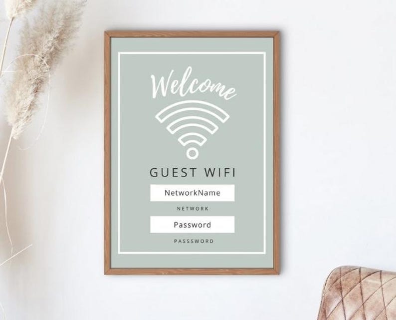 Editable Wifi Password Sign Template: Guest Room Decor (digital ...