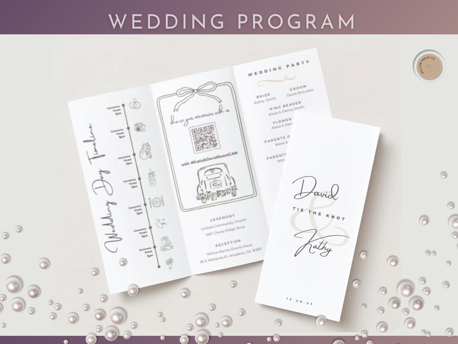 Infographic Wedding Program Trifold Template Canva, Editable Ceremony ...