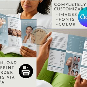 Editable Medspa Trifold Brochure Canva Template – Price List, Botox ...