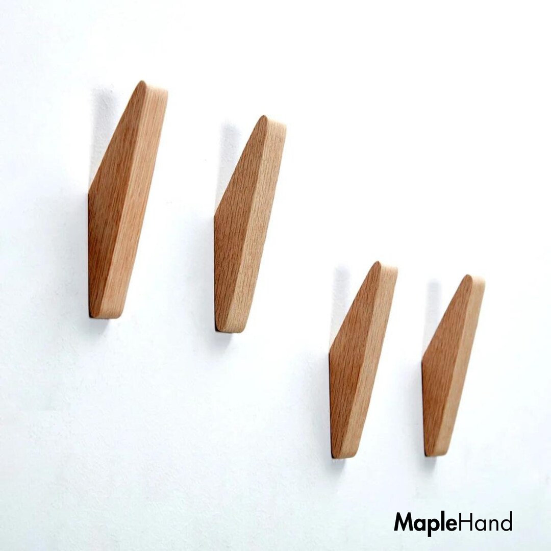 Entryway Wall Mount Wooden Hook Rack Handcrafted Wood Coat Hooks for ...