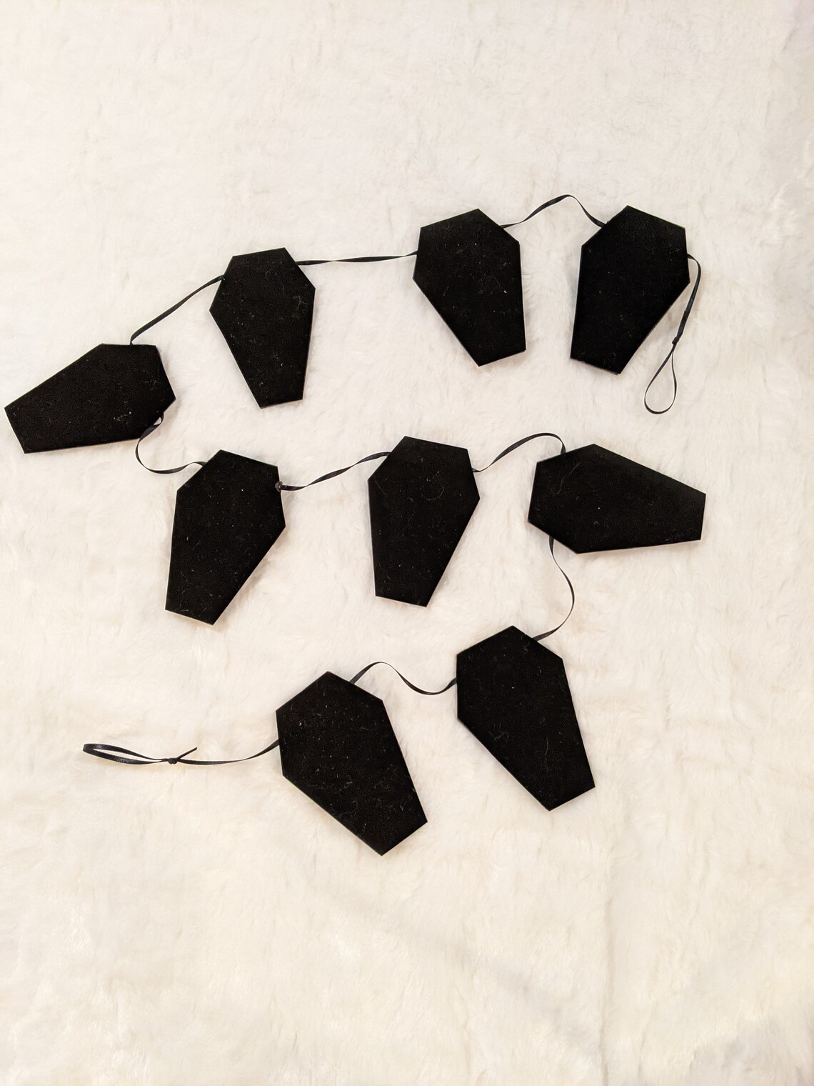 Velvet Coffin Garland Black Velvet Halloween Garland Gothic | Etsy