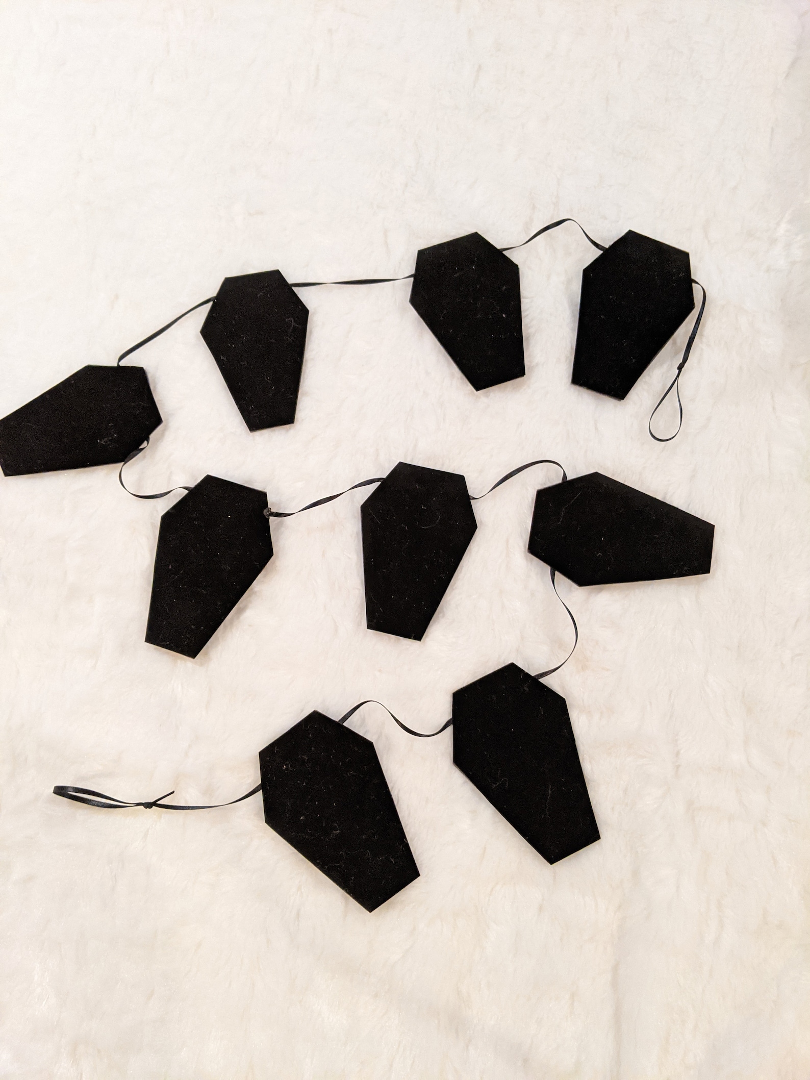 Velvet Coffin Garland Black Velvet Halloween Garland Gothic | Etsy