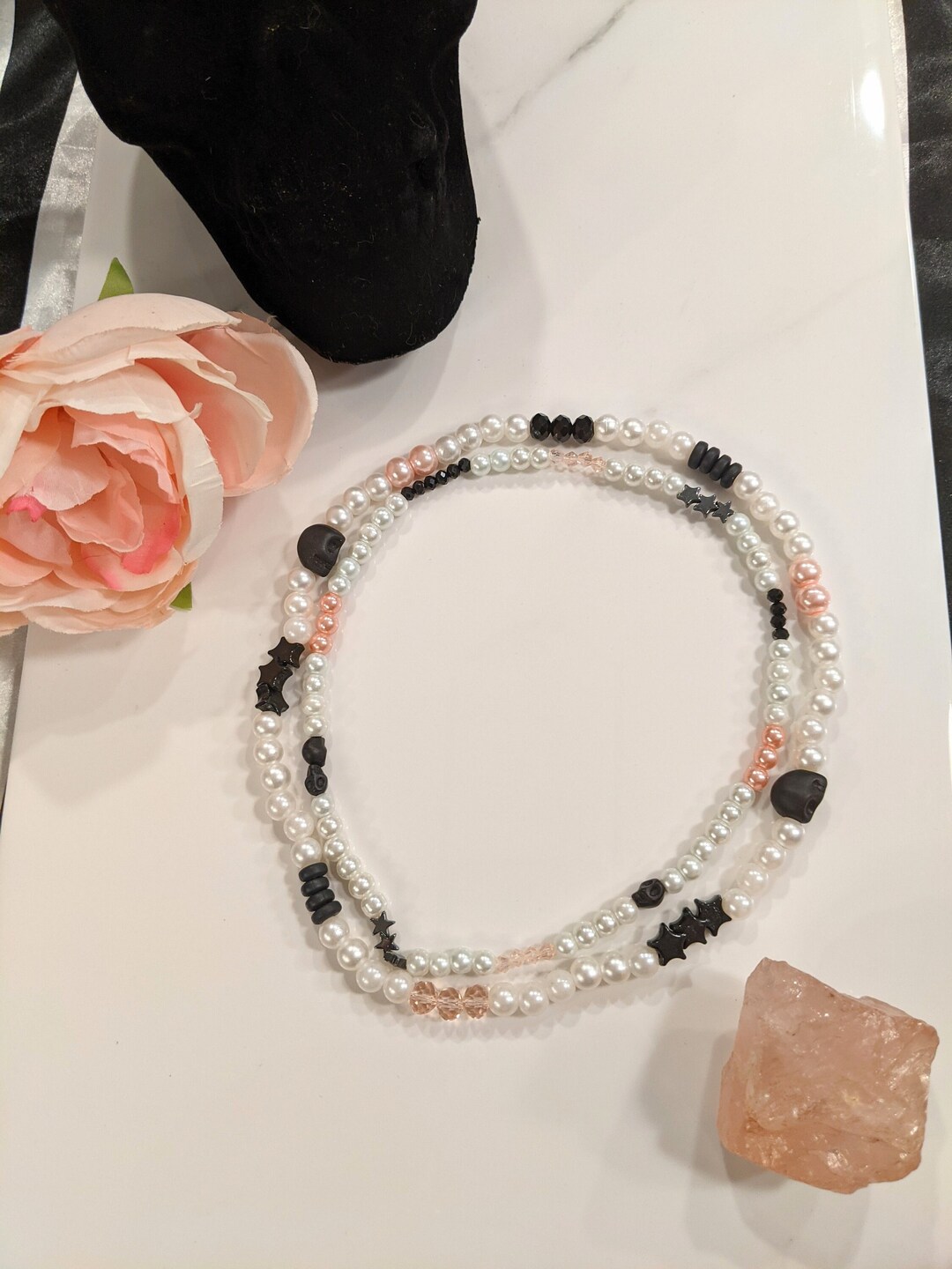 Goth Girl Friendship Necklace Set, Pearl and Bead Necklaces, Gothic ...