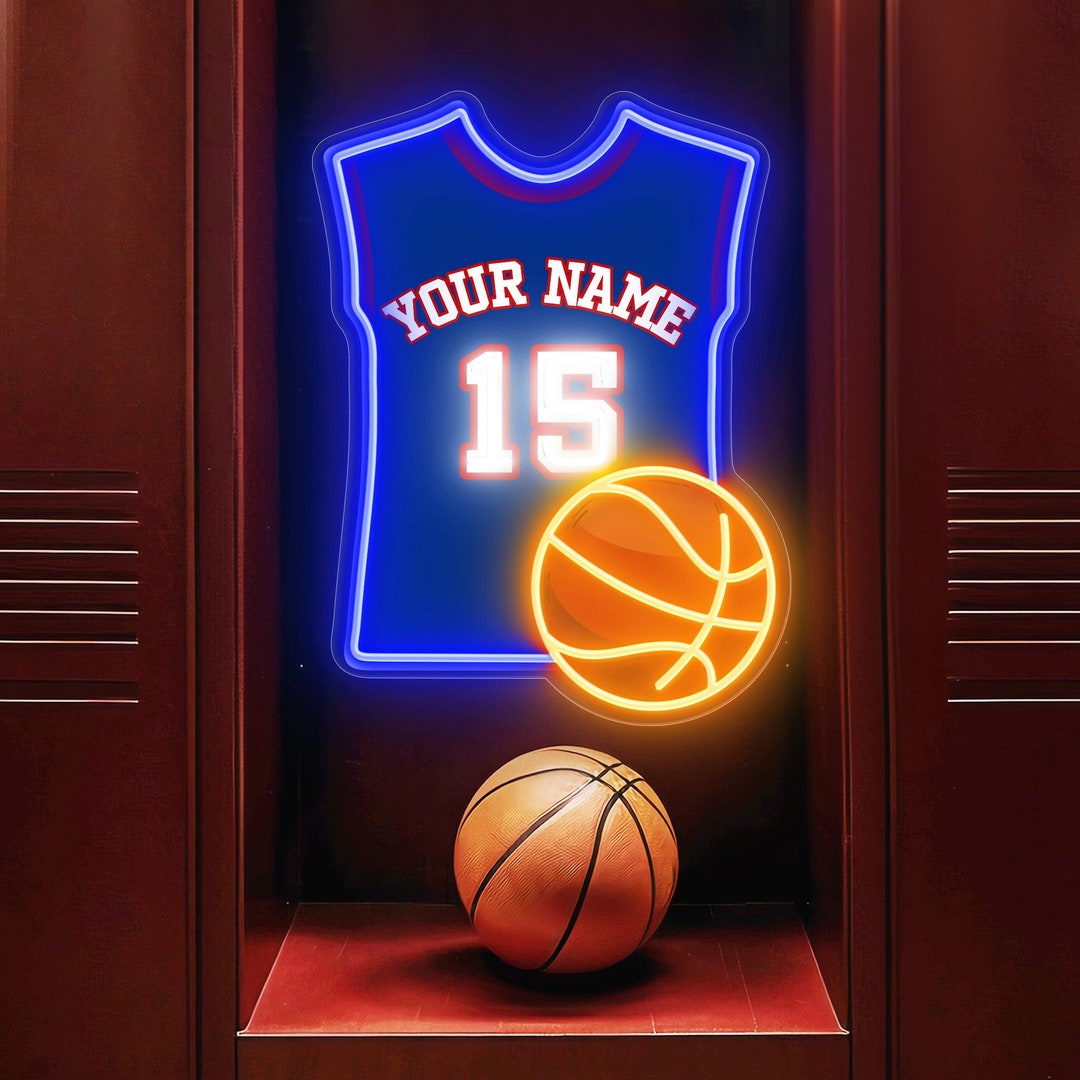 Custom Basketball Jersey Neon Sign, Personalized Basketball Neon Sign ...