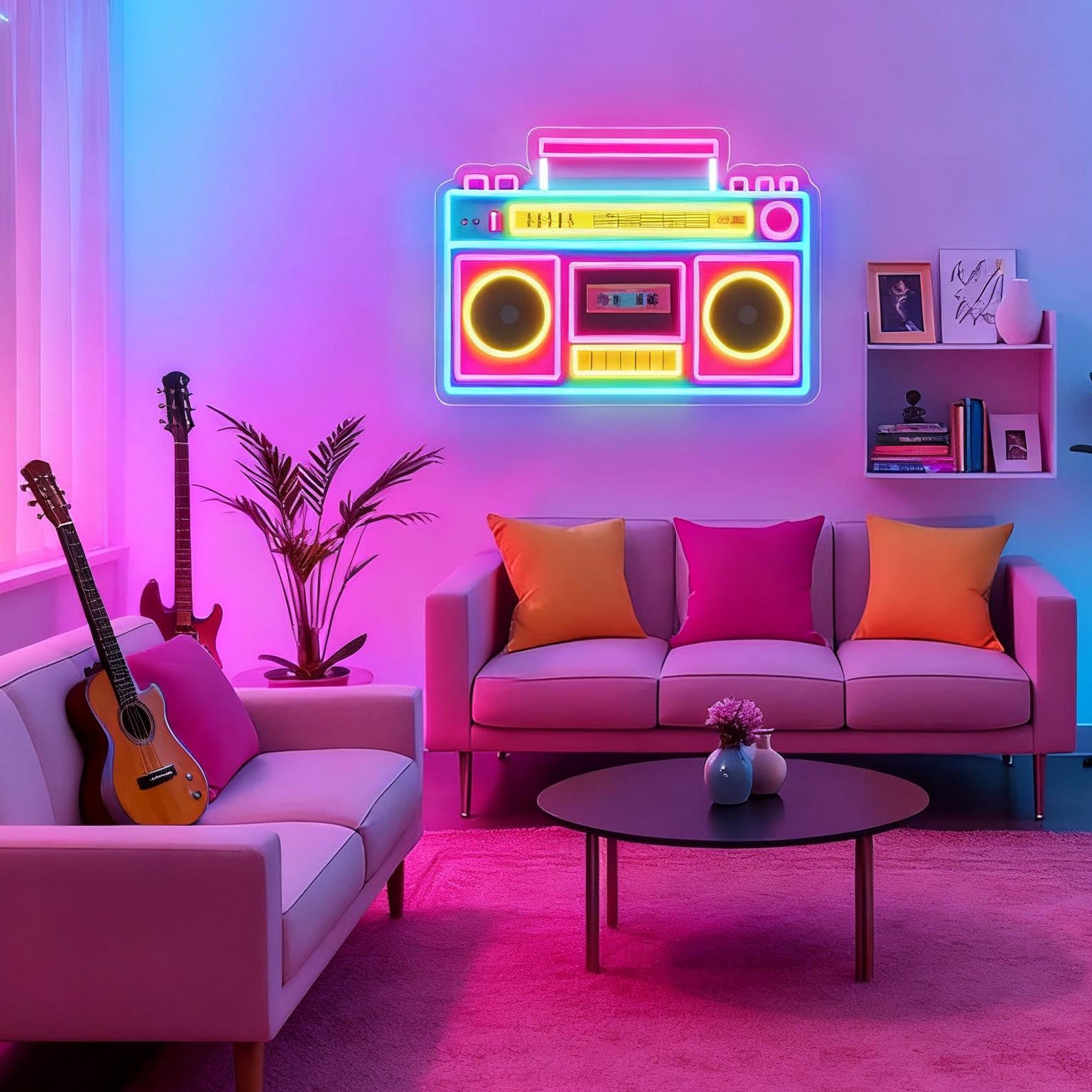 Retro Radio Neon Sign: 80s Music Studio Decor, LED Light, Music Neon ...