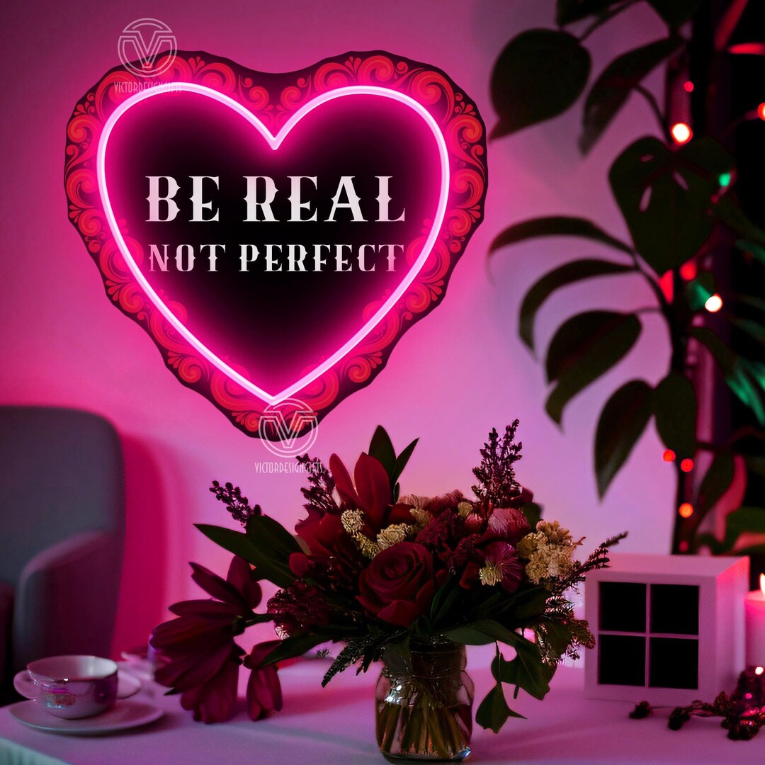Be Real Not Perfect Neon Sign Gothic Decor, Handmade Bedroom Decor ...