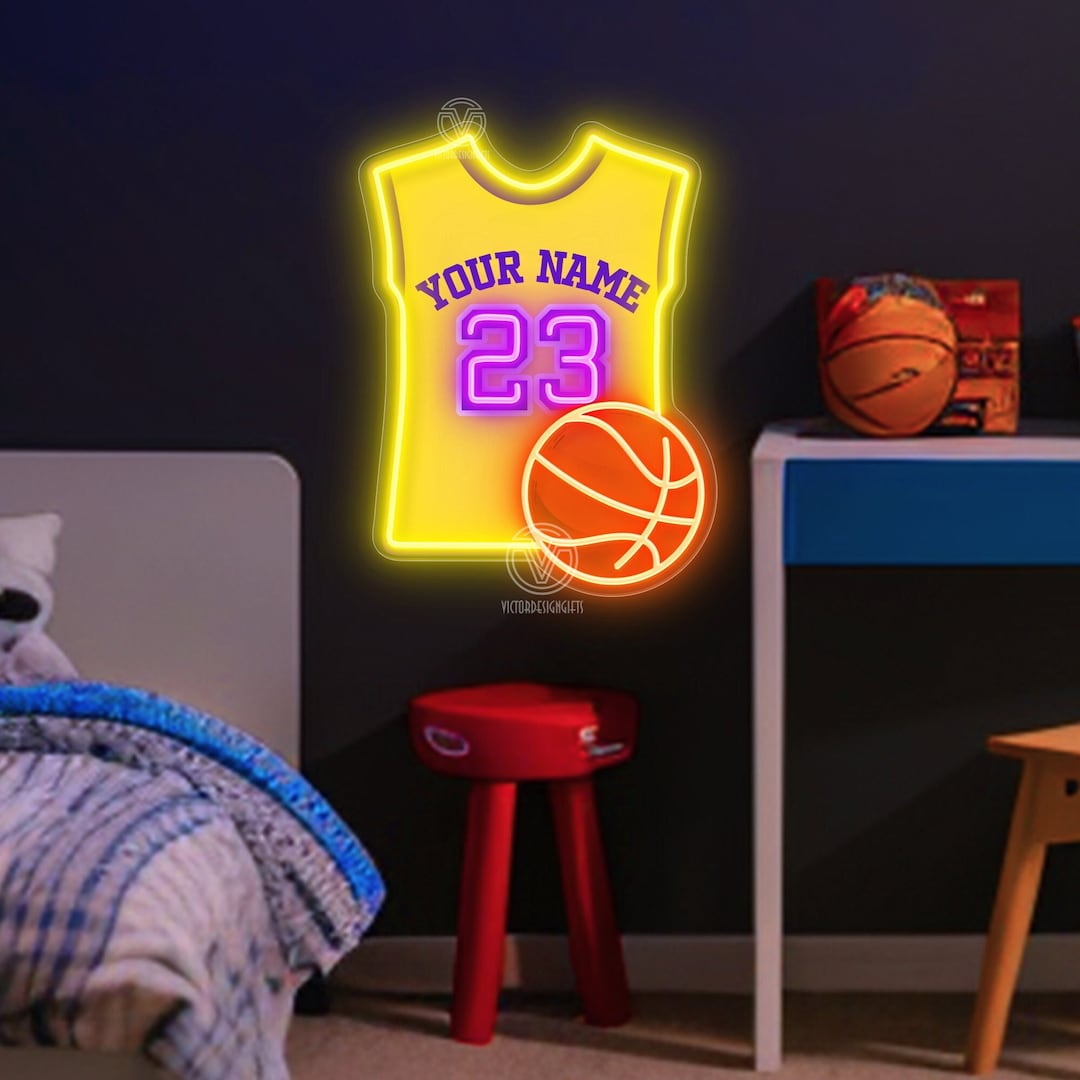 Custom Basketball Jersey Neon Sign, Personalized Basketball Neon Sign ...