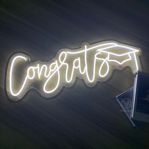Congrats Neon Sign, Graduation Backdrop Neon Sign, Graduation Party ...
