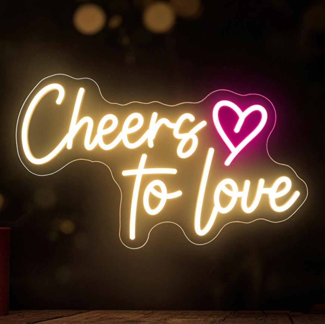 Cheers to Love Neon Sign Custom Wedding LED Neon Sign Bedroom Wedding ...