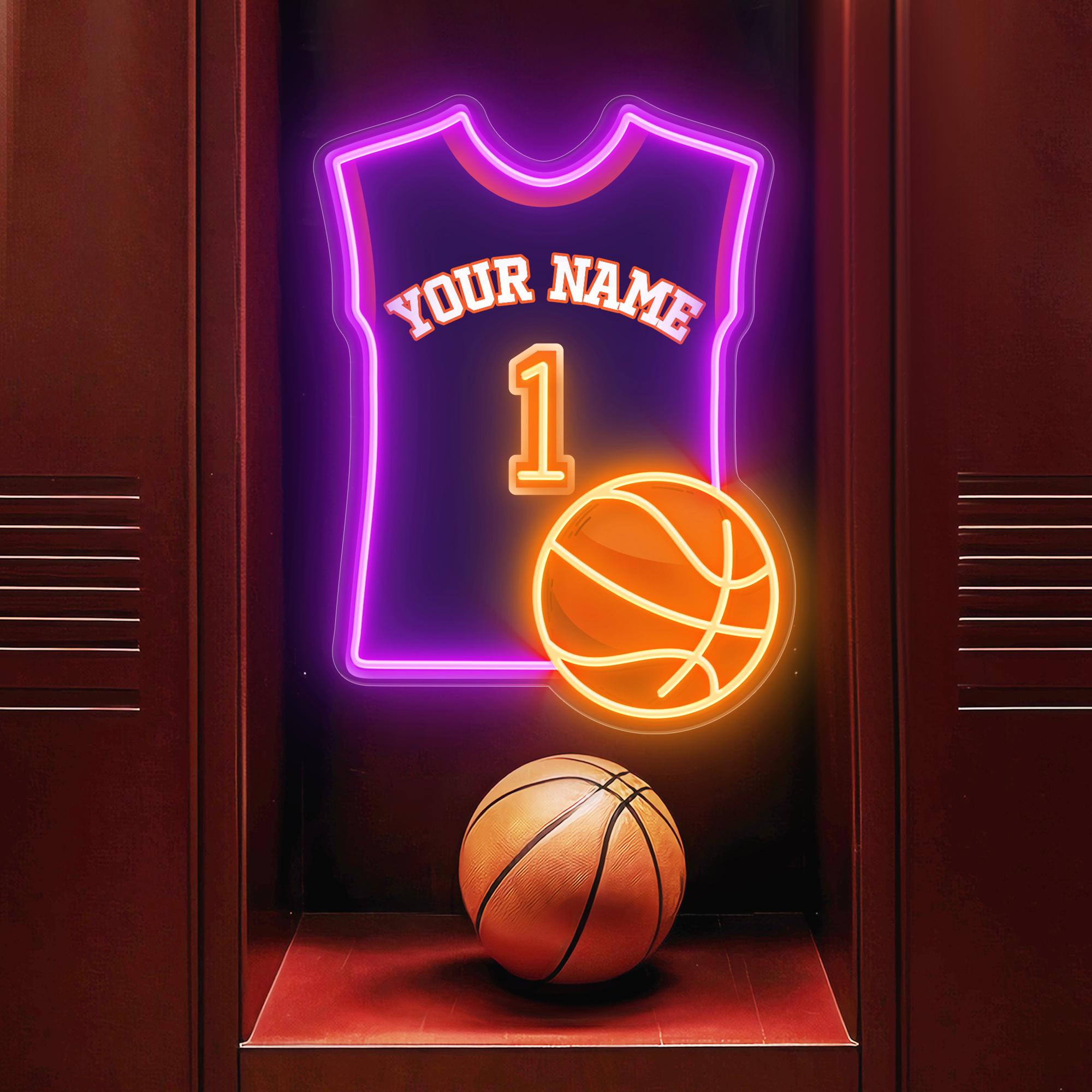Custom Basketball Jersey Neon Sign, Personalized Basketball Neon Sign ...