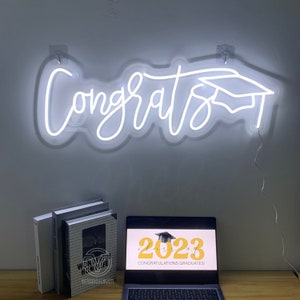 Congrats Neon Sign, Graduation Backdrop Neon Sign, Graduation Party ...