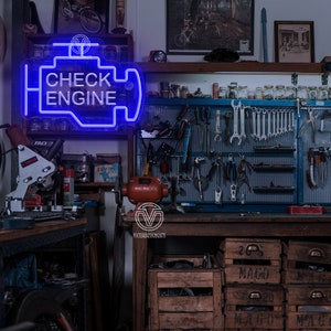 Check Engine Neon Sign, Car Neon Sign Garage Sign Custom Neon Sign ...