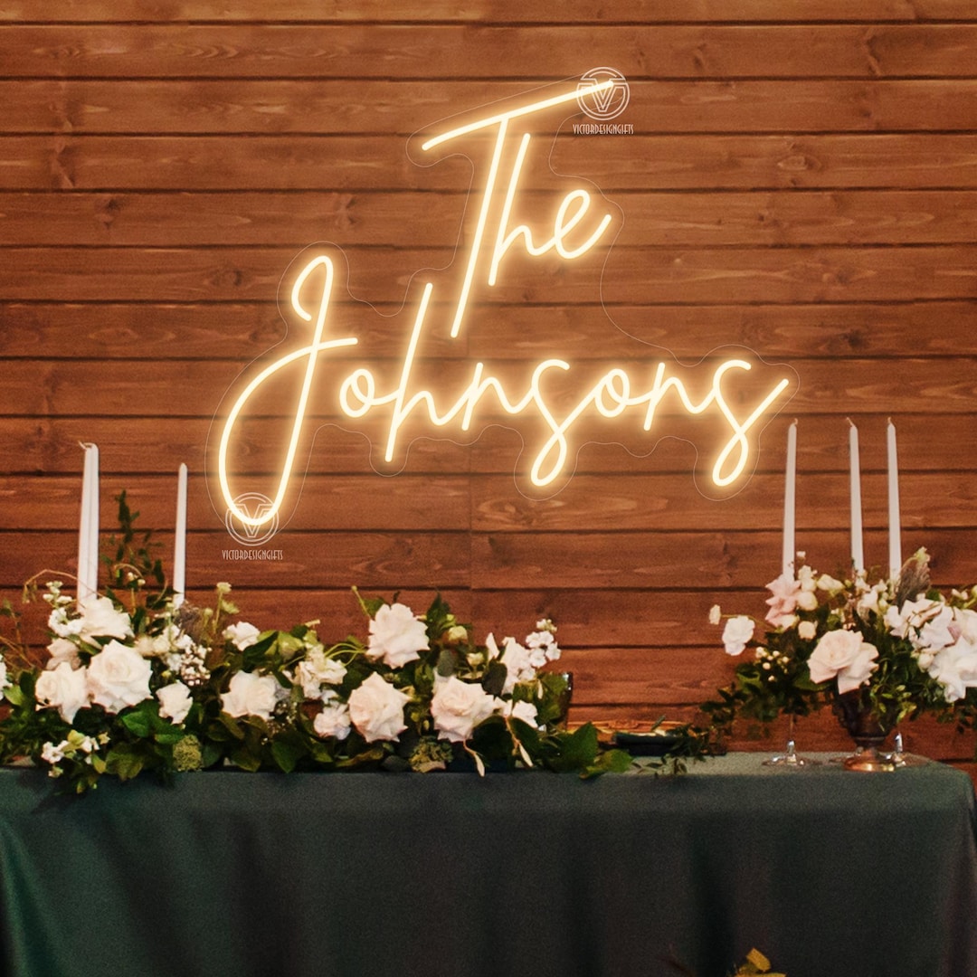 Custom Wedding Last Name Neon Sign, Wedding Family Name LED Neon Light ...