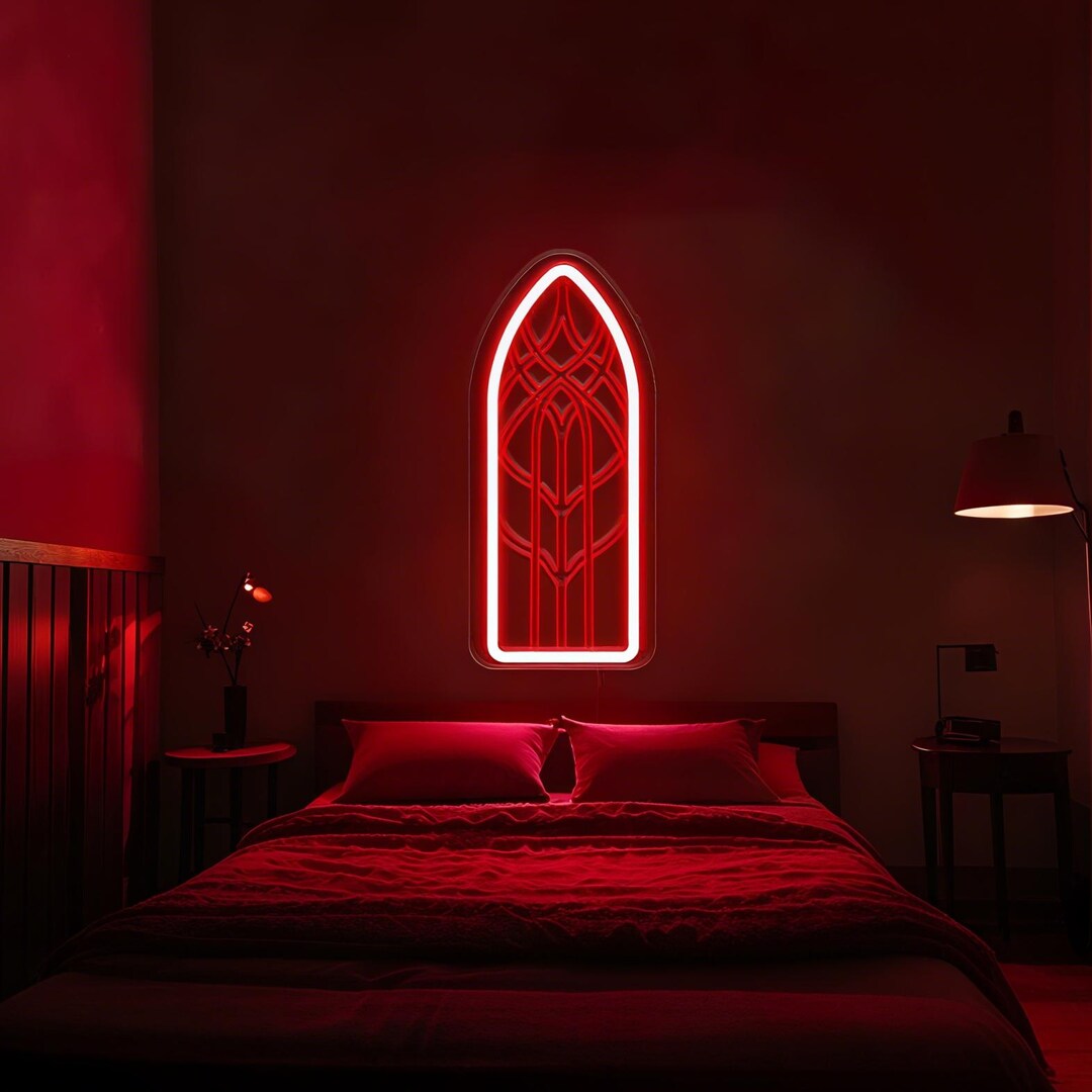 Gothic Neon Sign Custom, Gothic Decor, Gothic Dark Cathedral Window ...