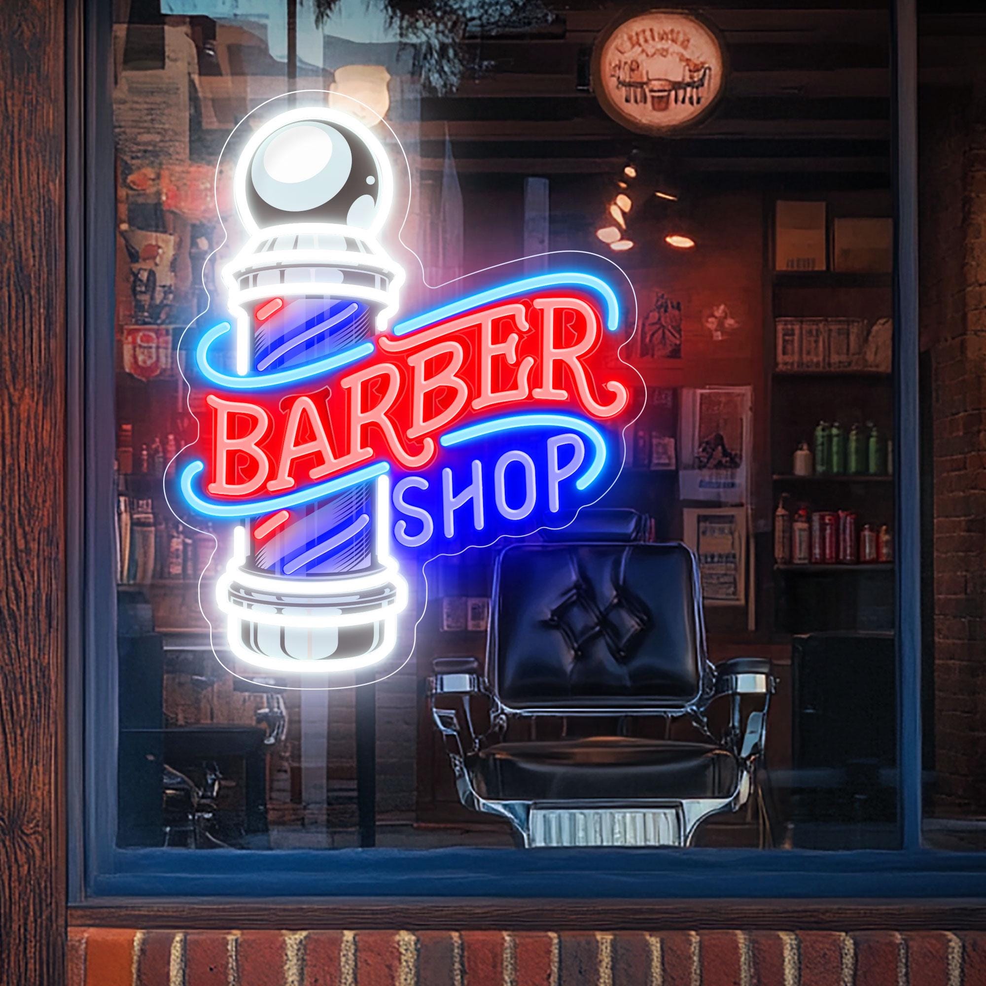 Barber Shop Neon Sign, Custom Barbershop Neon, Vintage Barber Neon Sign ...