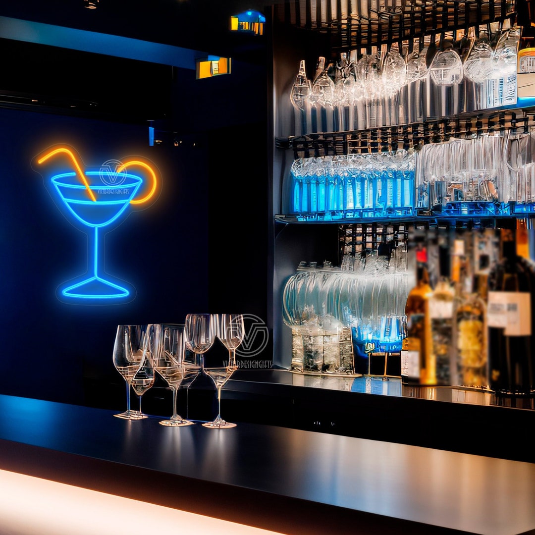 Dry Martini Neon Sign, Neon Sign Wall Decor, Cocktail Neon Sign, Beer ...
