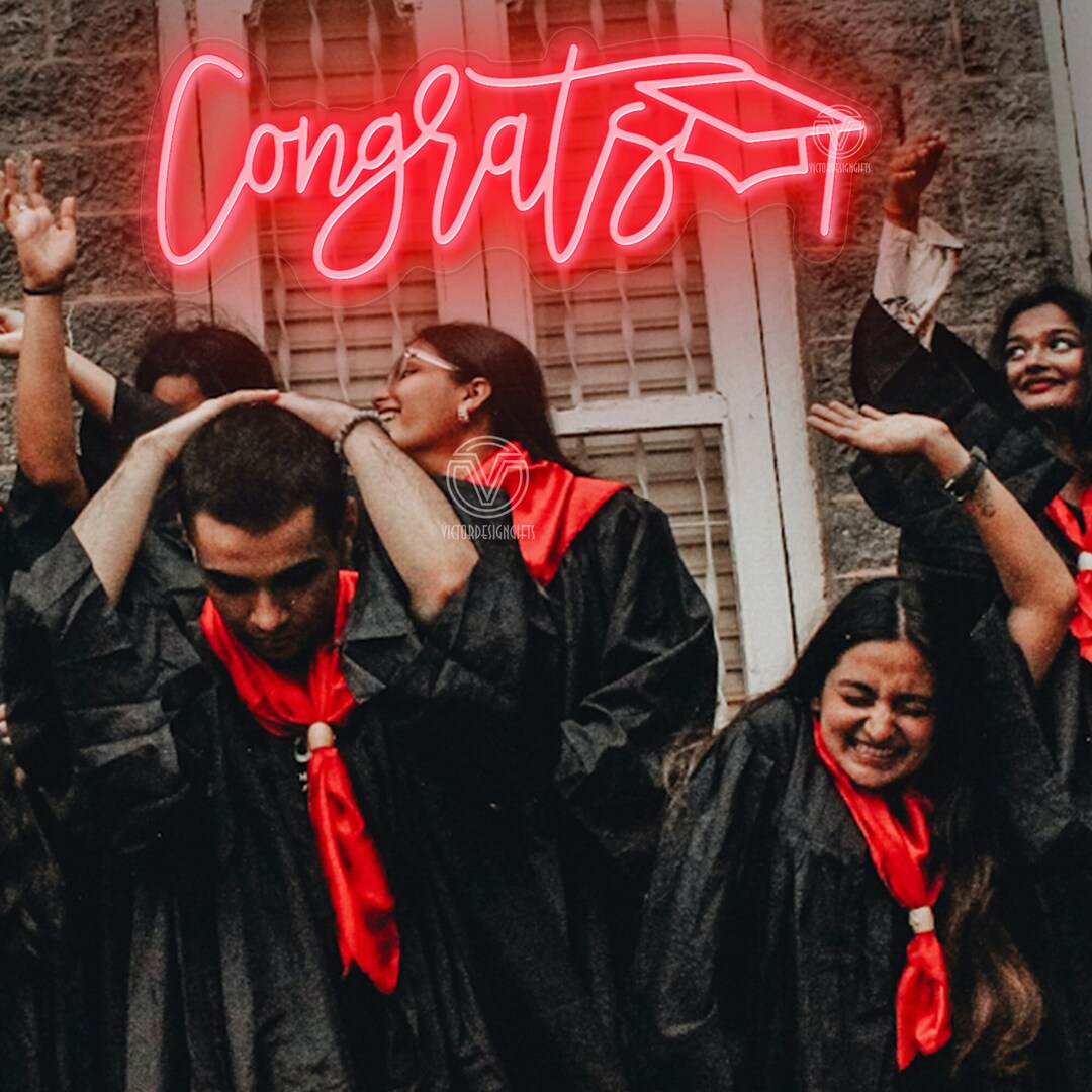 Congrats Neon Sign, Graduation Backdrop Neon Sign, Graduation Party ...