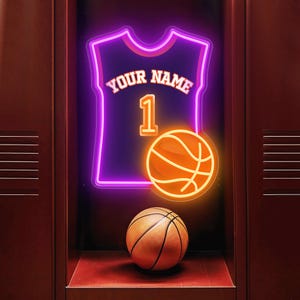 Custom Basketball Jersey Neon Sign, Custom Name Neon Sign for Kids ...