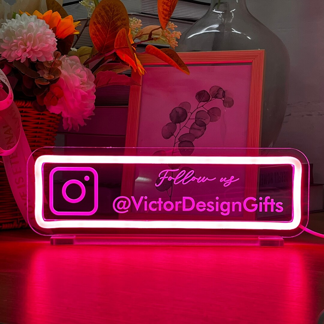 Social Media Sign Custom, Gamer Tag Name Tabletop Sign, Name Neon Sign ...