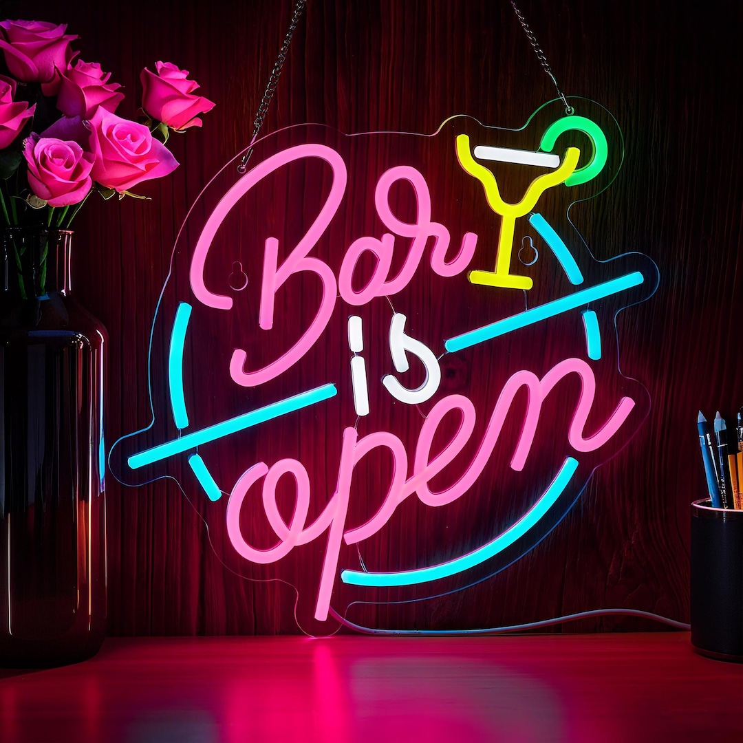 Bar Neon Sign, Business Decoration Custom Neon Bar Signs, Open Bar Neon ...