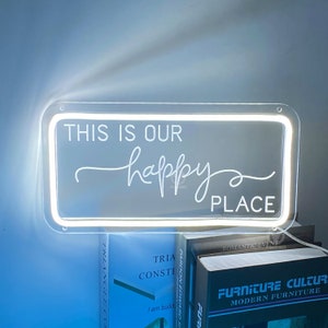 This is Our Happy Place Neon Sign, 3D Engrave Neon Sign, Wall Decor ...