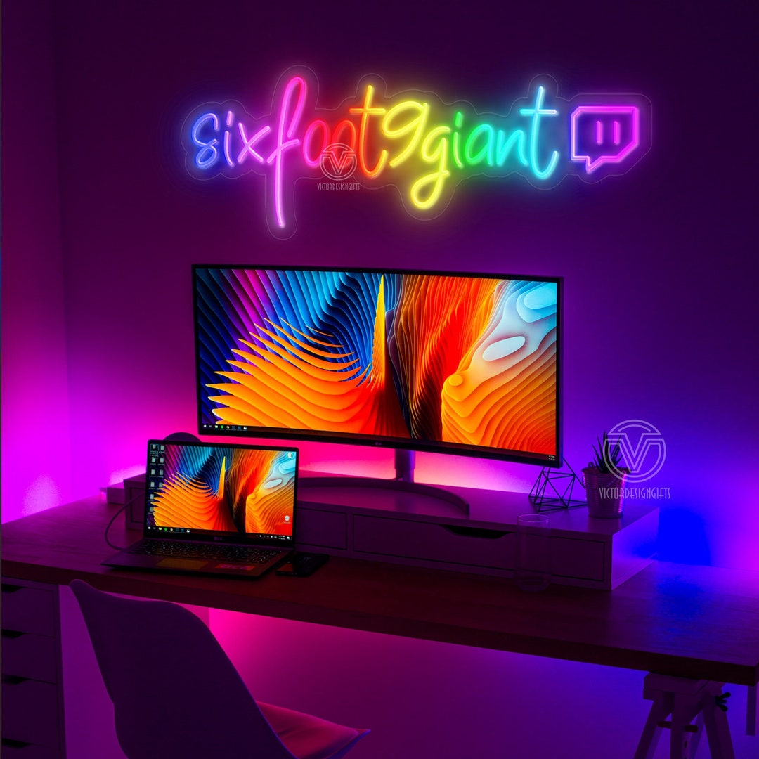 Gamer Tag Cuatom Neon Sign, Rainbow RGB Sign, Personalize Gamer Light ...