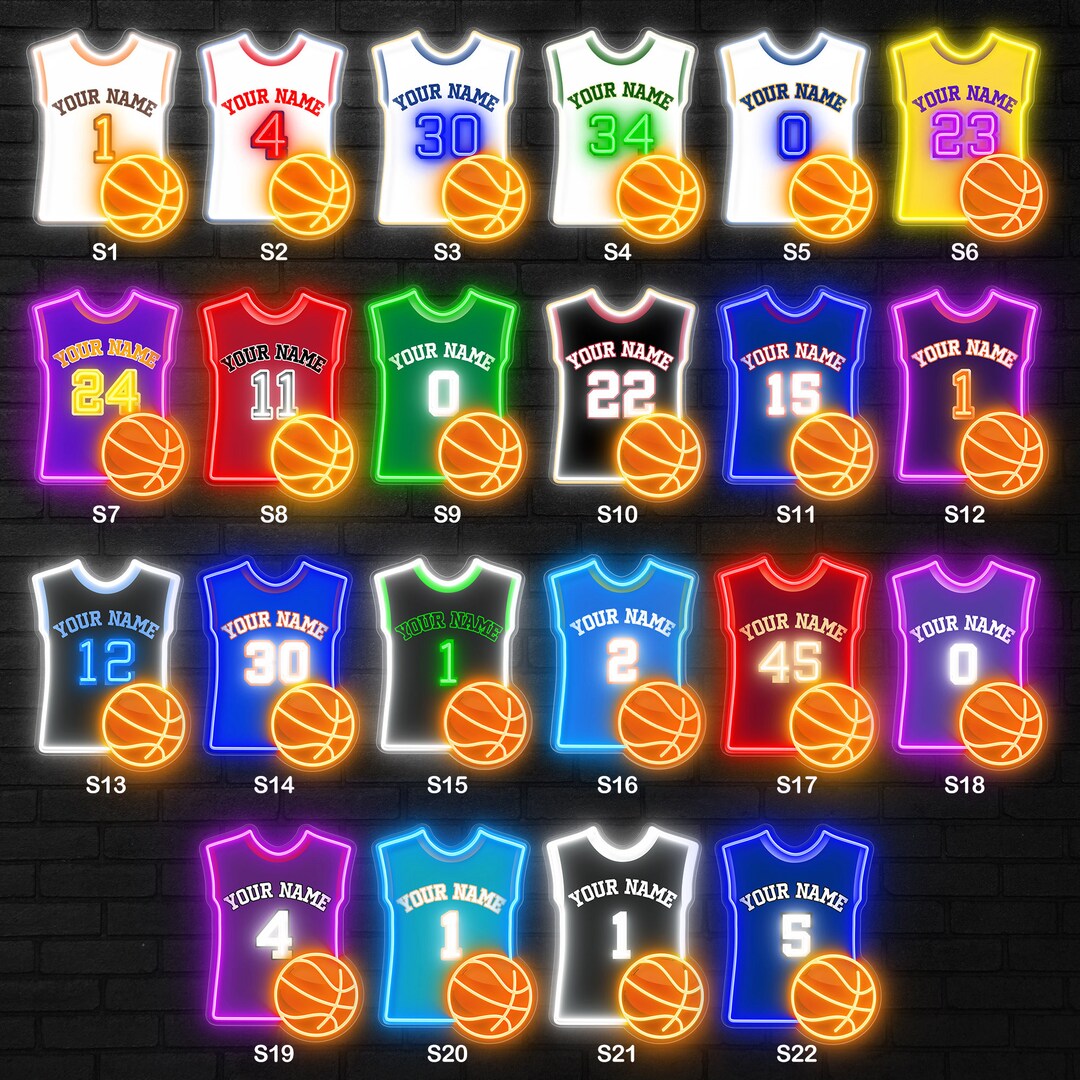 Custom Basketball Neon Sign, Personalized Basketball Jersey Neon Sign ...