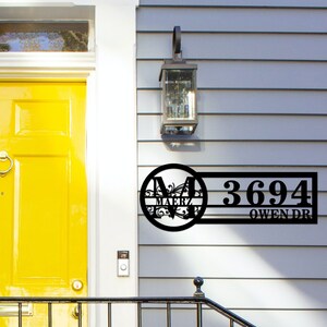 Metal Monogram House Number Sign With Street Name, Custom Metal Address ...