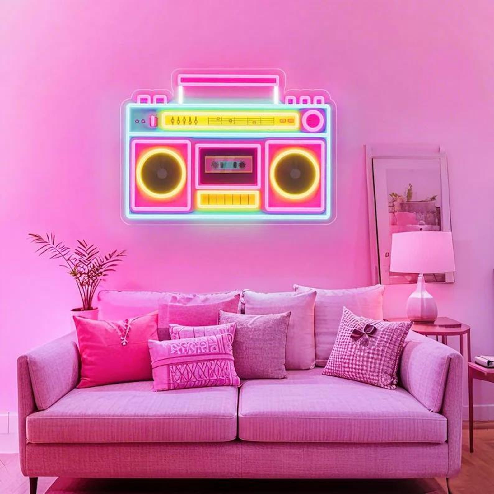 Retro Radio Neon Sign: 80s Music Studio Decor, LED Light, Music Neon ...