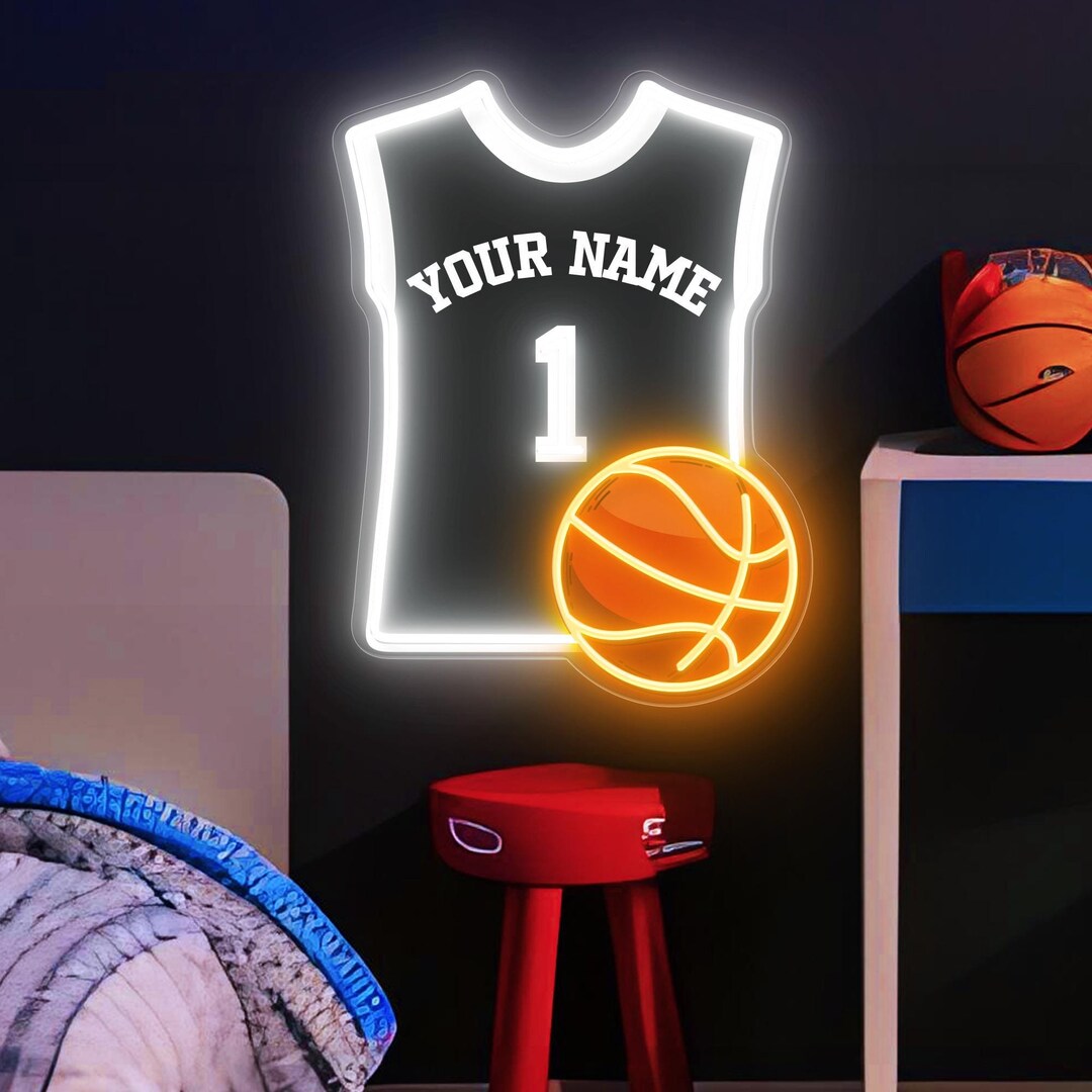 Custom Basketball Jersey Neon Sign, Personalized Basketball Neon Sign ...