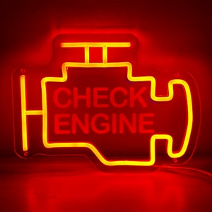 Check Engine Neon Sign, Car Neon Sign Garage Sign Custom Neon Sign ...