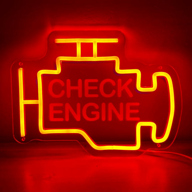 Check Engine Neon Sign, Car Neon Sign Garage Sign Custom Neon Sign ...