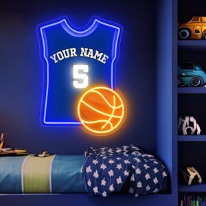 Custom Basketball Jersey Neon Sign, Custom Name Neon Sign for Kids ...
