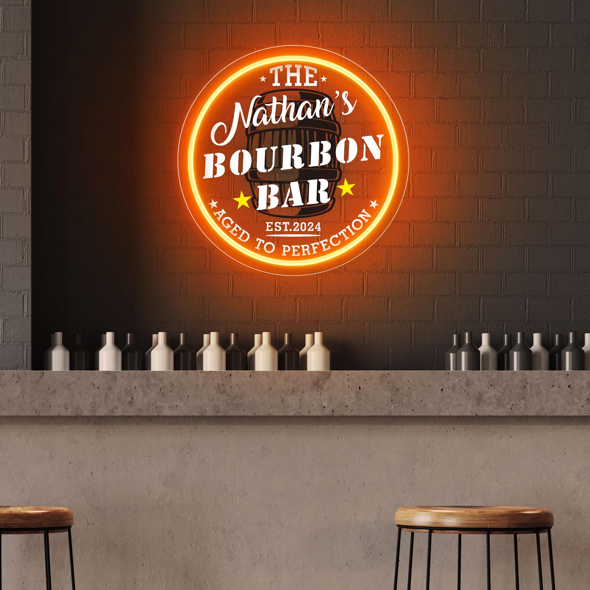 Custom Bourbon Bar Sign Neon Sign With Name and Date, Bar Art Home Bar ...