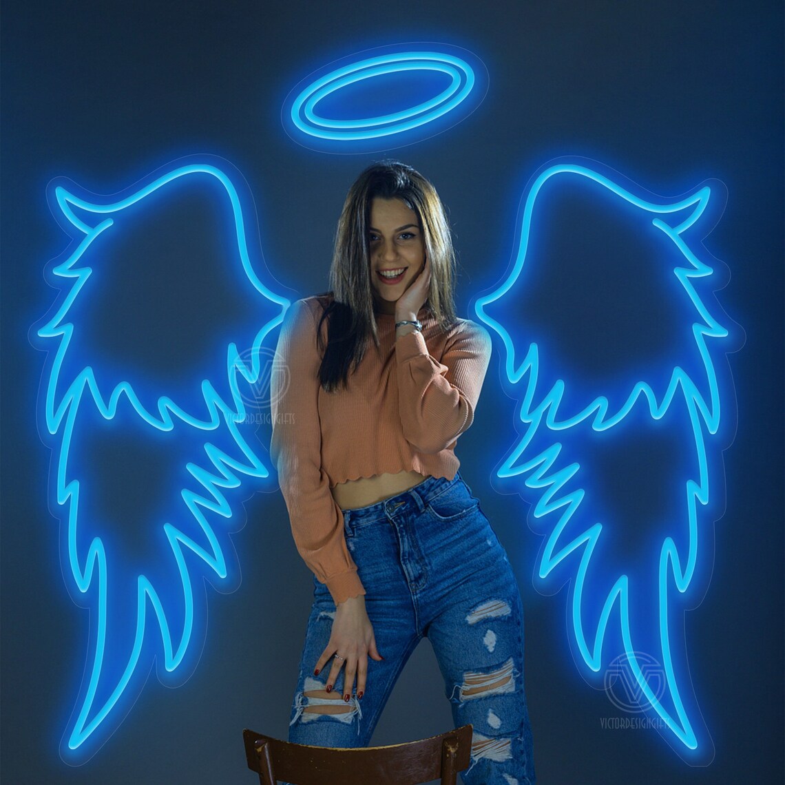 Angel Wings and Halo Neon Sign Custom Angel Wings Neon Sign - Etsy