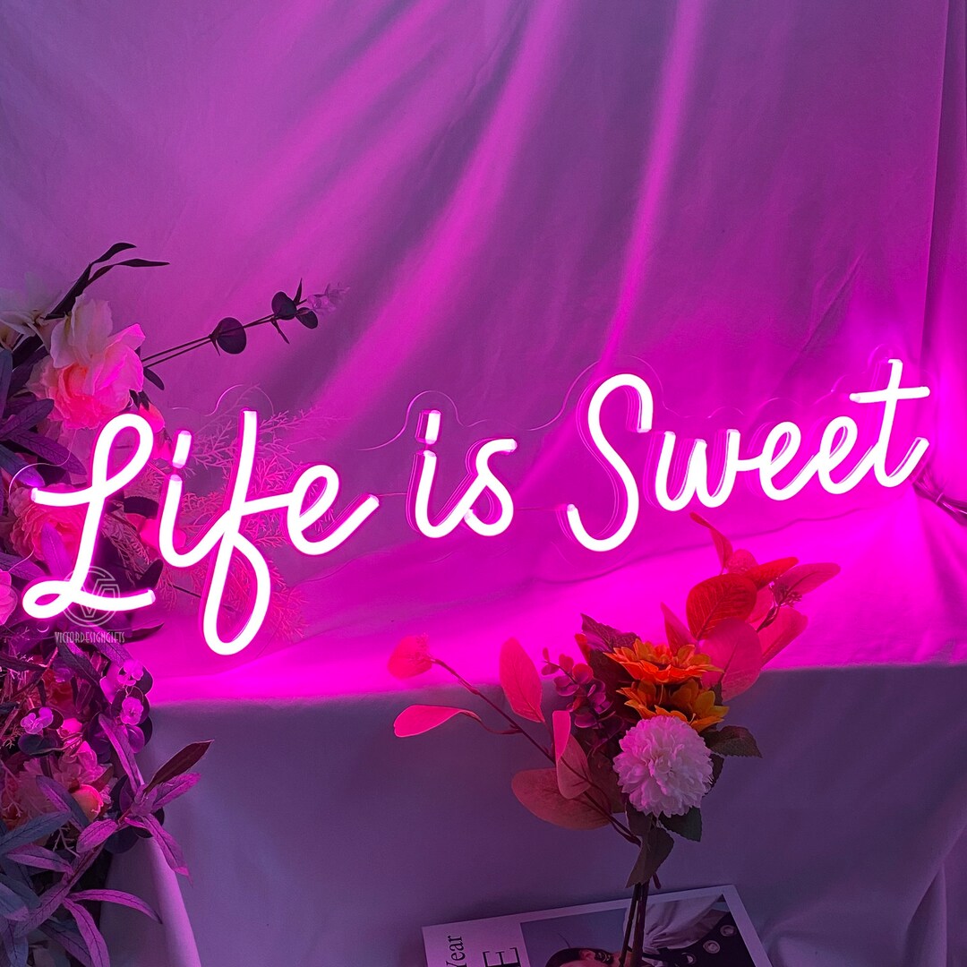 Life is Sweet Neon Sign, Wedding Neon Sign, Wedding Decor, Home Decor ...
