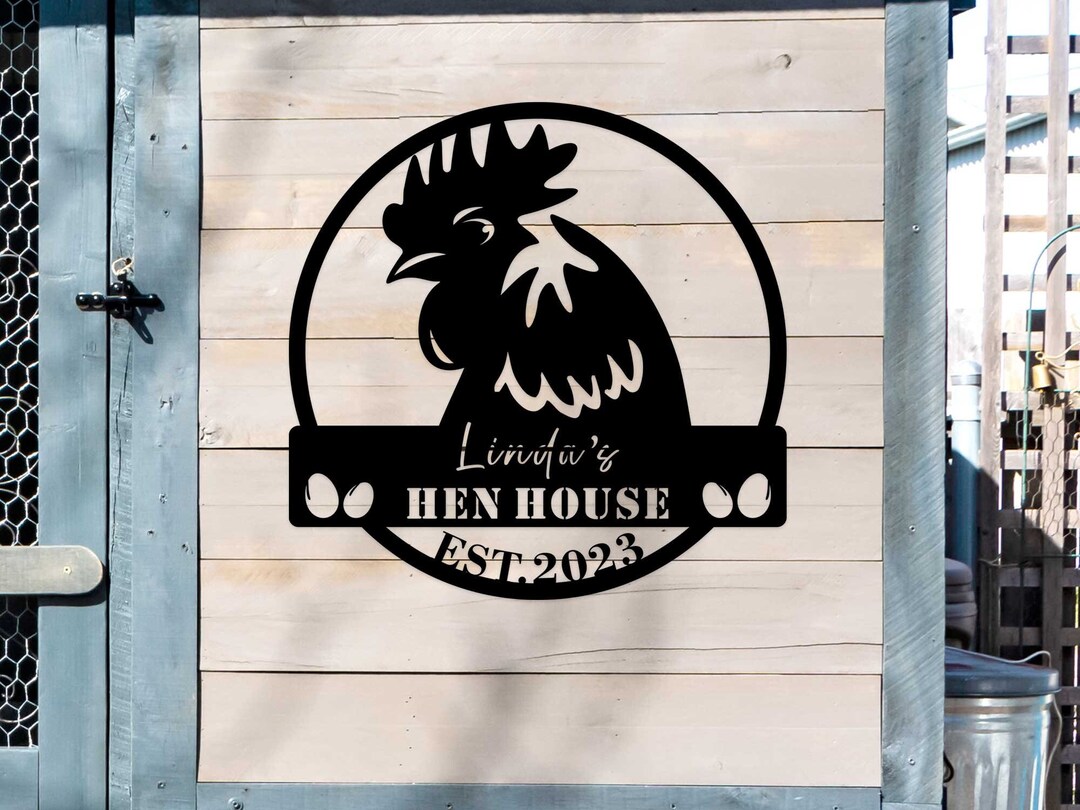 Personalized Chicken Coop Sign, Hen House Coop Sign, Metal Chicken Coop ...