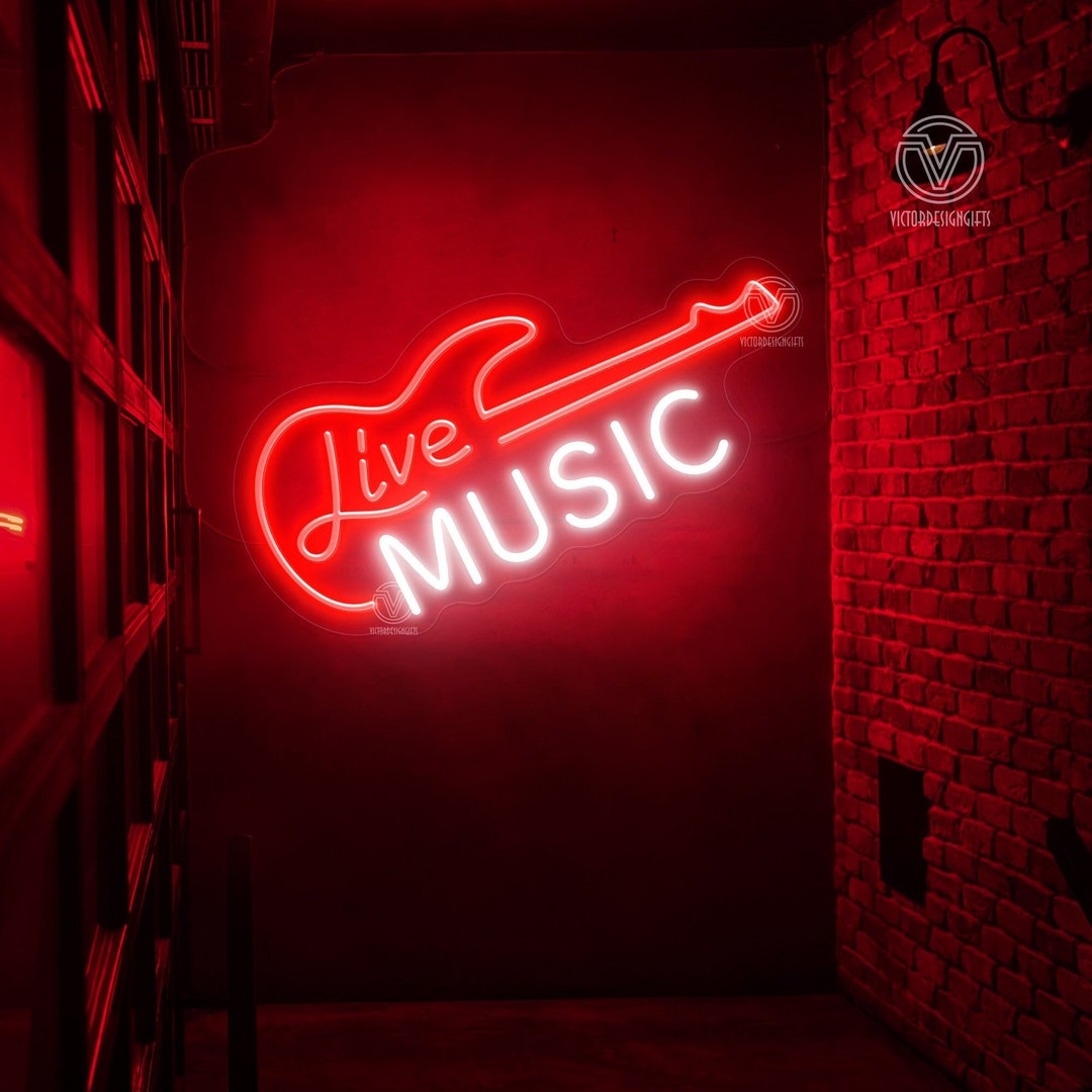 LIVE MUSIC Neon Sign,custom Live Music Led Sign,music Studio Decor ...