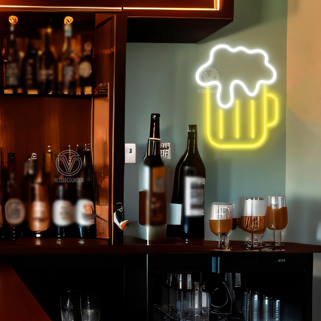 Beer Mug Neon Sign, Neon Sign Wall Decor, Cocktail Neon, Neon Sign Wall ...