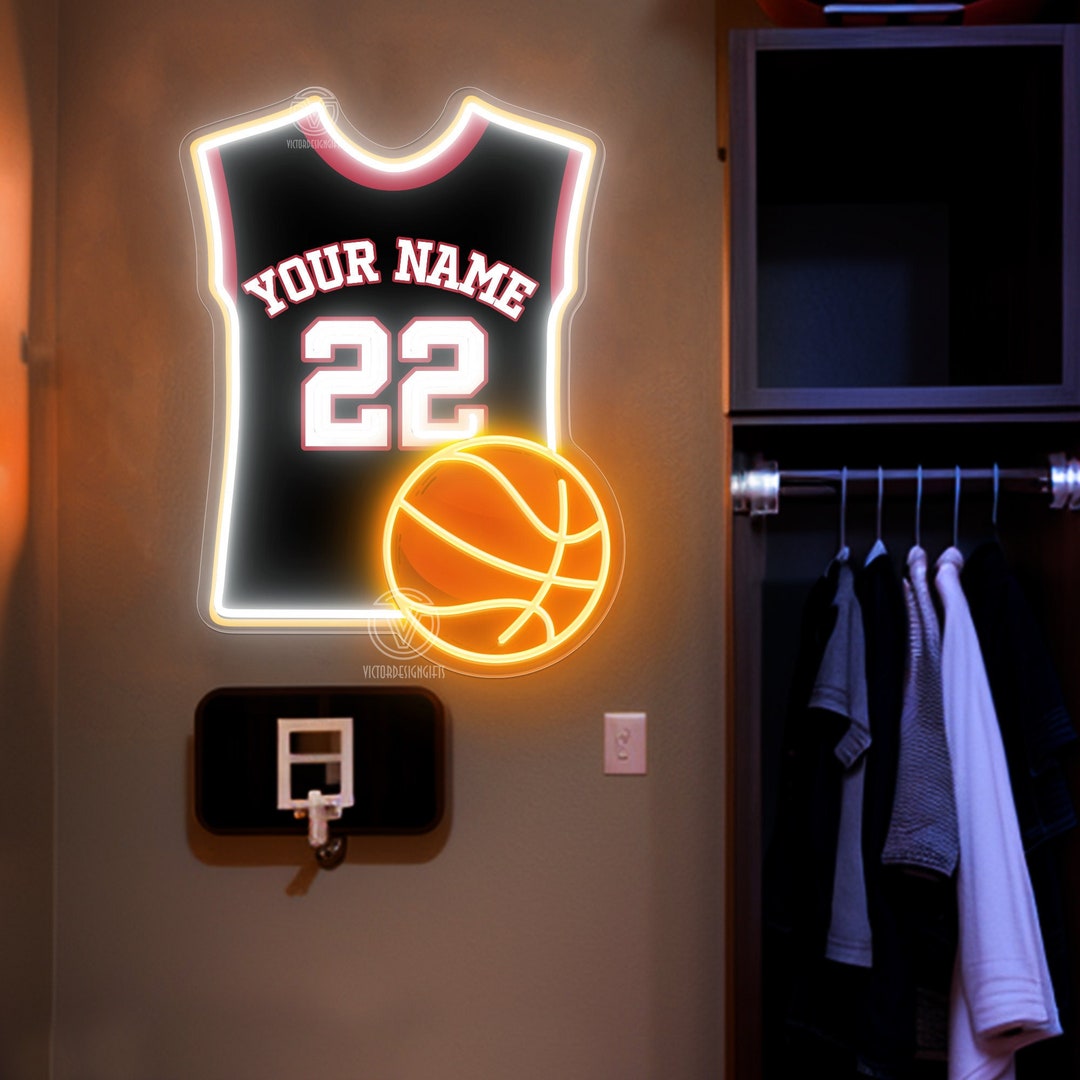 Custom Basketball Jersey Neon Sign, Custom Name Neon Sign for Kids ...