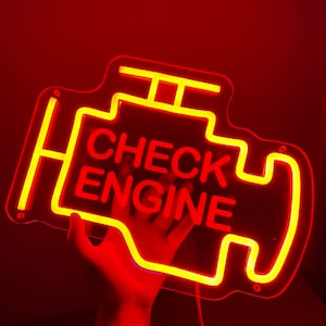 Check Engine Neon Sign, Car Neon Sign Garage Sign Custom Neon Sign ...