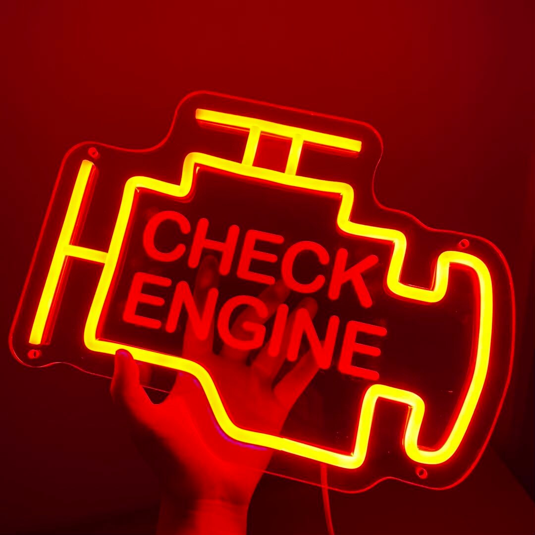 Check Engine Neon Sign, Car Neon Sign Garage Sign Custom Neon Sign ...