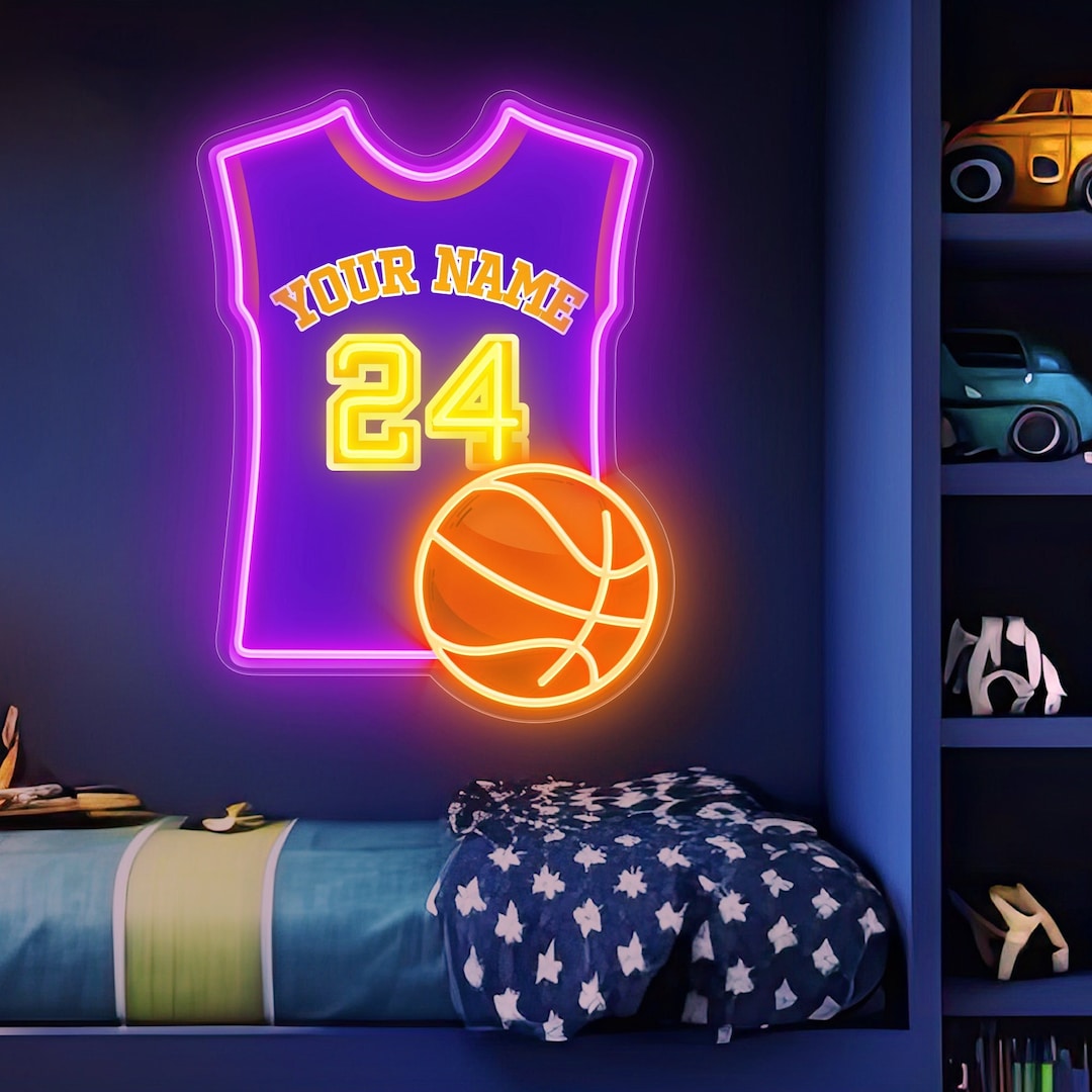 Custom Basketball Jersey Neon Sign, Personalized Basketball Neon Sign ...